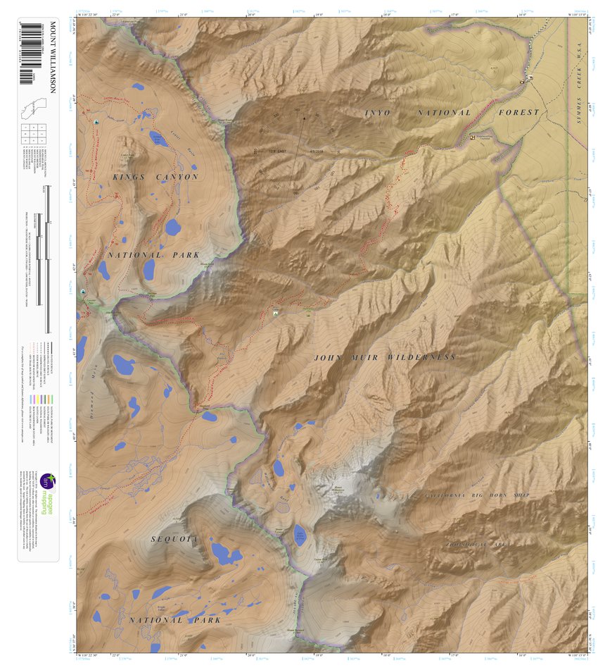 Mount Williamson, California 7.5 Minute Topographic Map - Color ...