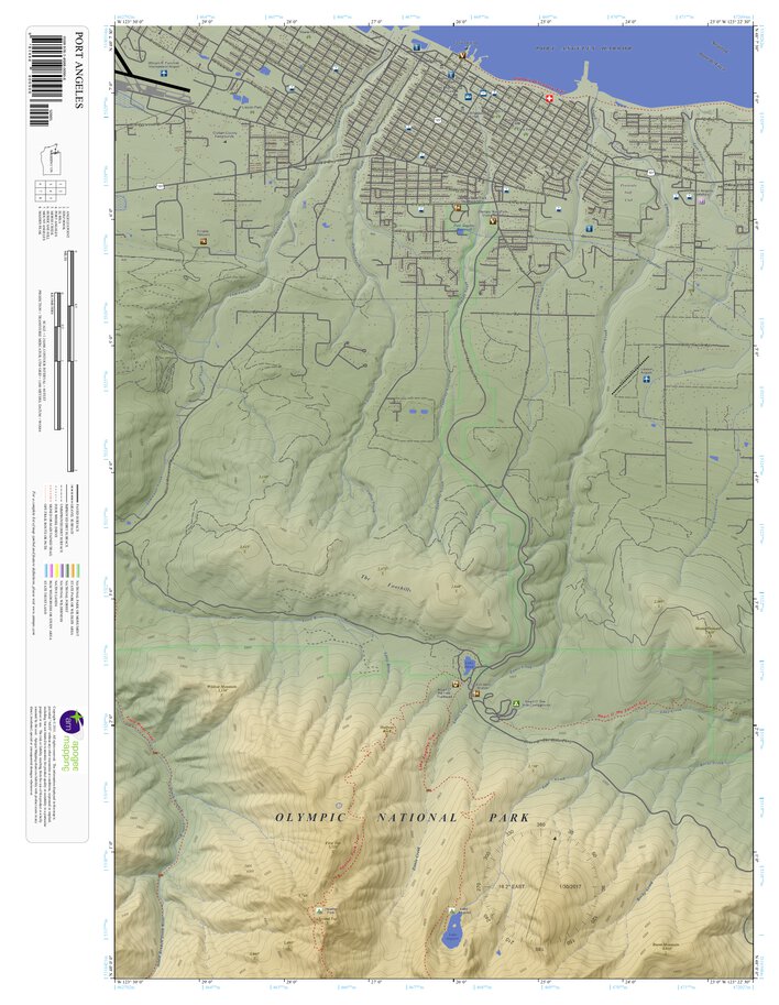 Port Angeles, Washington 7.5 Minute Topographic Map - Color Hillshade ...