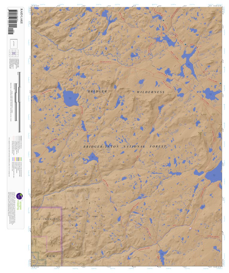 Raid Lake, Wyoming 7.5 Minute Topographic Map - Color Hillshade by ...