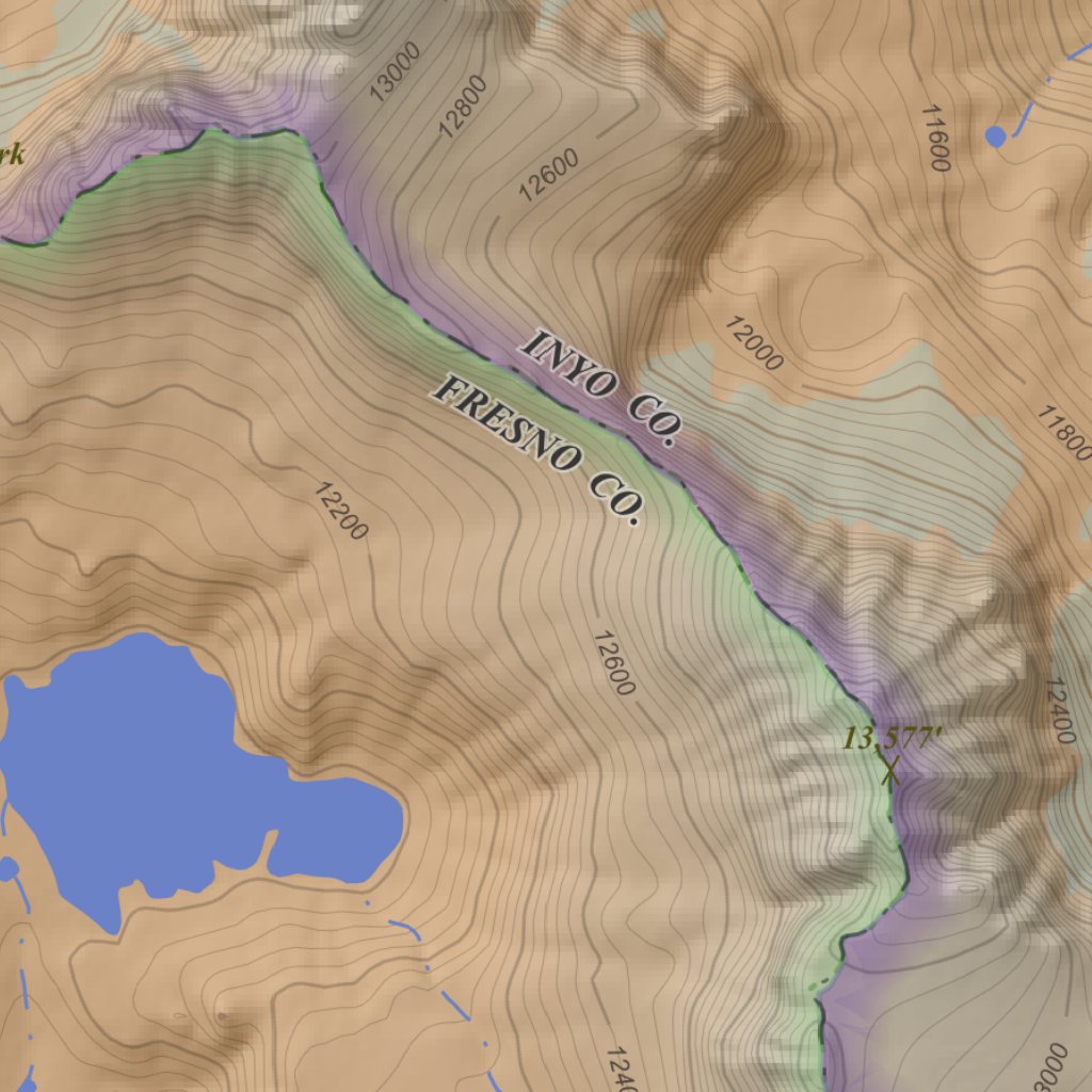 Split Mountain, California 7.5 Minute Topographic Map - Color Hillshade ...