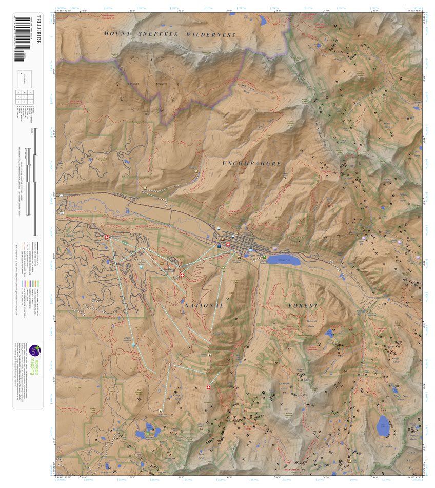 Telluride, Colorado 7.5 Minute Topographic Map - Color Hillshade by ...