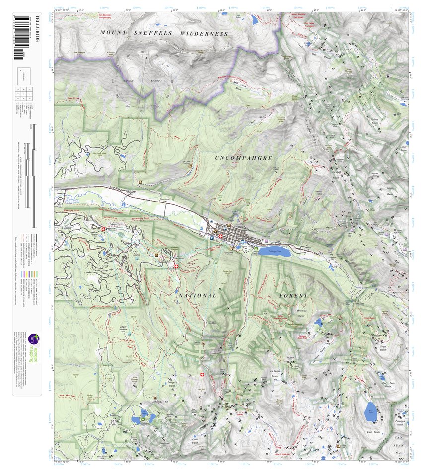 Telluride, Colorado 7.5 Minute Topographic Map by Apogee Mapping, Inc ...