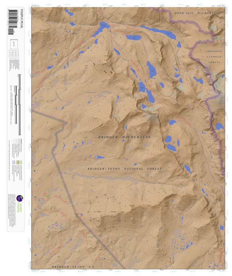 Temple Peak, Wyoming 7.5 Minute Topographic Map - Color Hillshade by ...