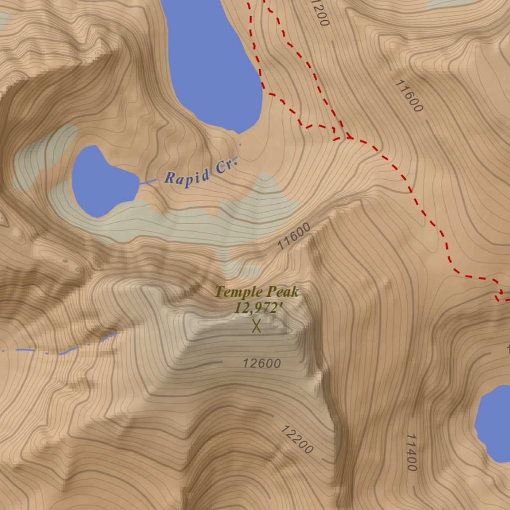 Temple Peak, Wyoming 7.5 Minute Topographic Map - Color Hillshade by ...