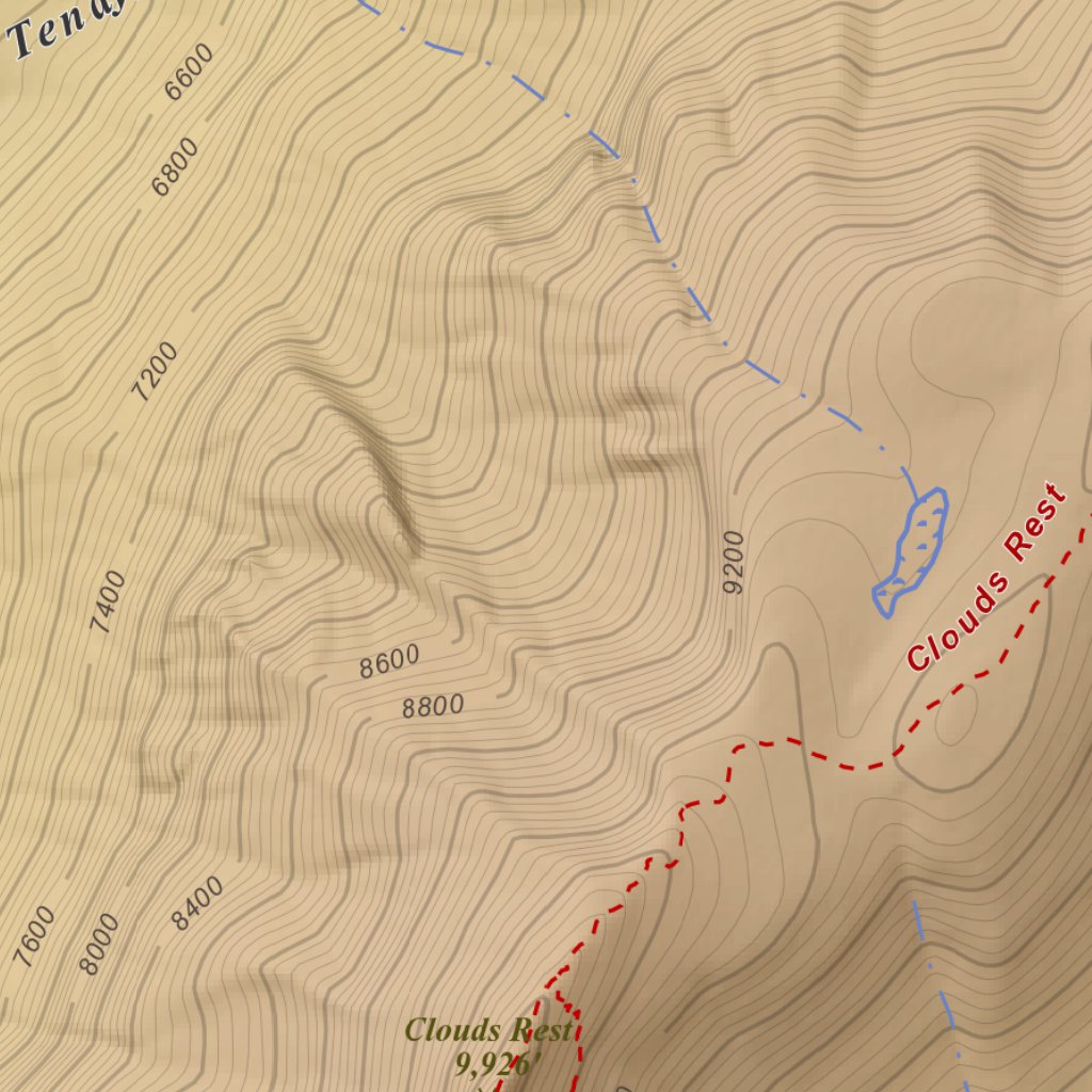 Tenaya Lake, California 7.5 Minute Topographic Map - Color Hillshade by ...