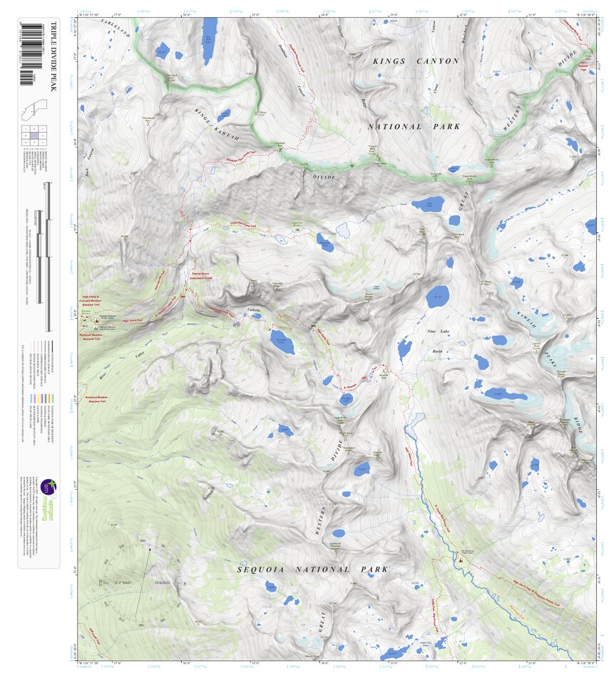 Triple Divide Peak, California 7.5 Minute Topographic Map by Apogee Mapping, Inc. | Avenza Maps