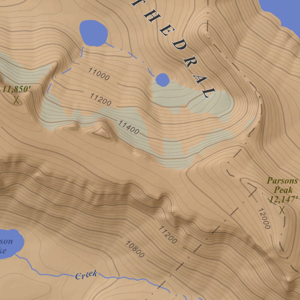 Vogelsang Peak, California 7.5 Minute Topographic Map - Color Hillshade ...