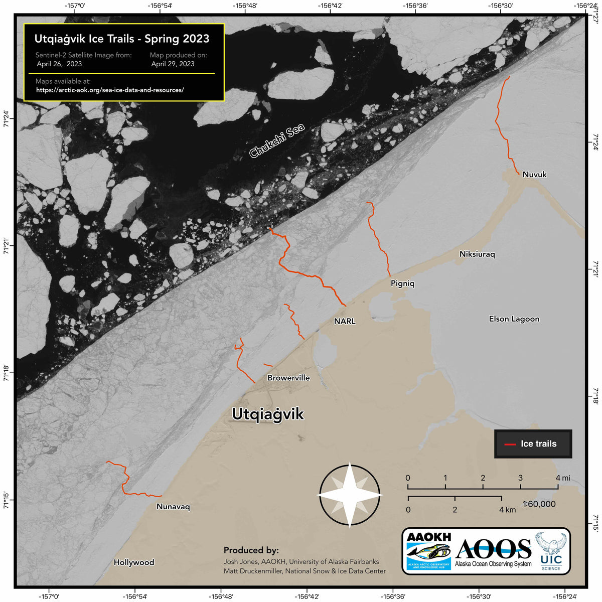 Utqiagvik Sea Ice Trail Map - Spring 2023 by Arctic Alaska Observation ...