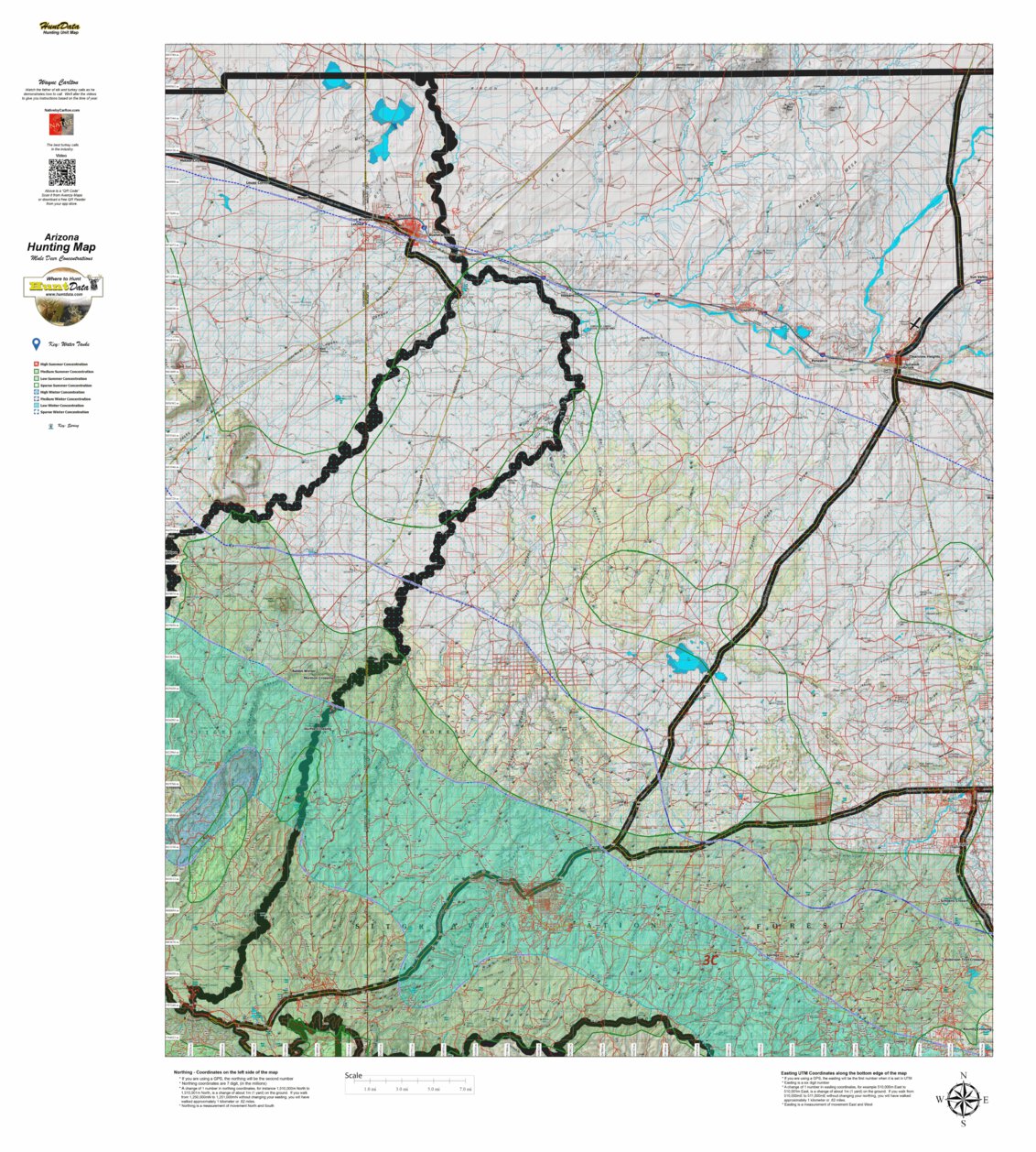 AZ Unit 4B Mule Deer Concentration Map by Arizona HuntData LLC | Avenza ...