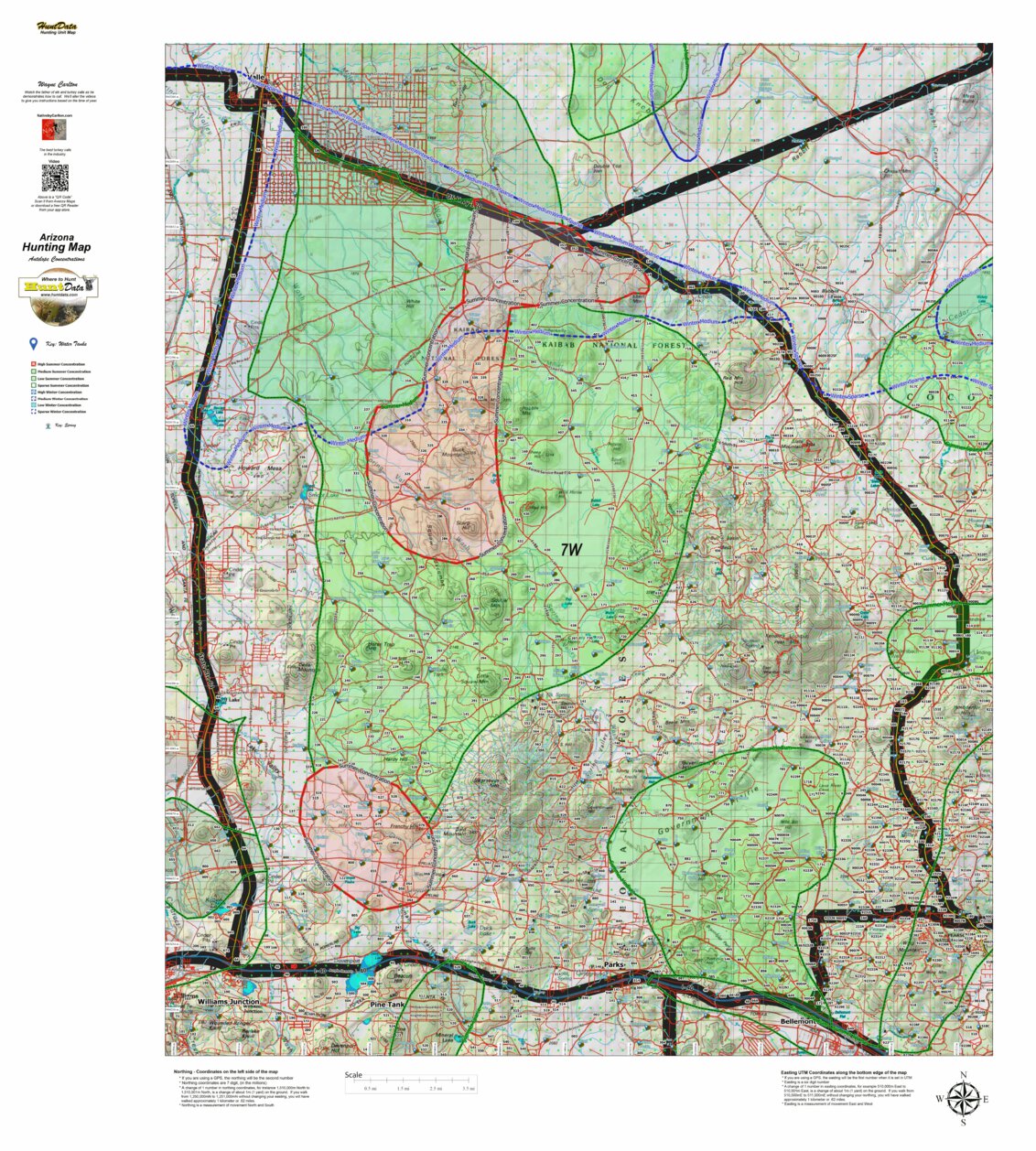 AZ Unit 7W Antelope Concentrations Map by Arizona HuntData LLC | Avenza ...