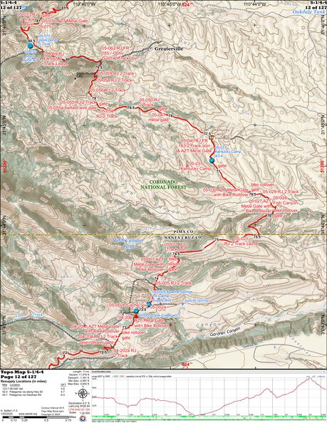 ANST Topo Map 05-1/4-4 Santa Rita Mountains by Arizona Trail ...