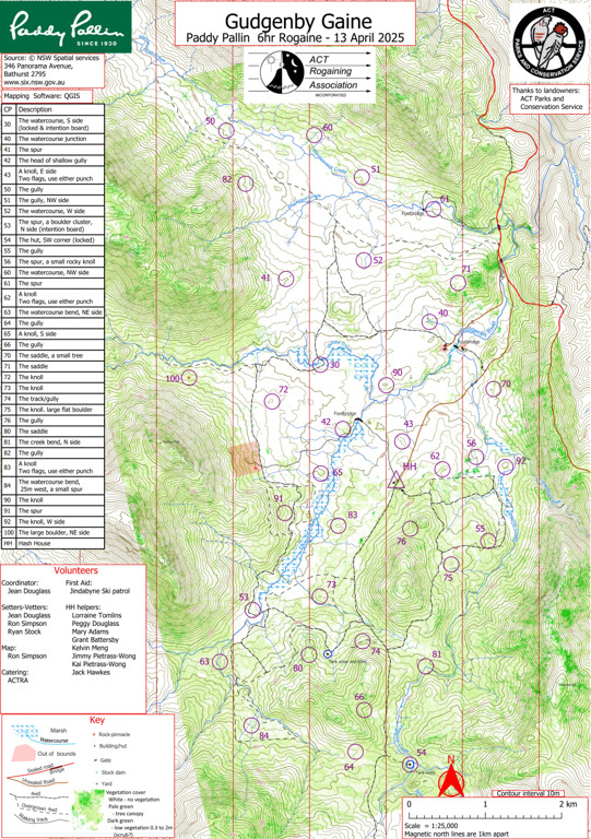 2025 ACT Paddy Pallin 6 hour rogaine Map by Australian Rogaining ...