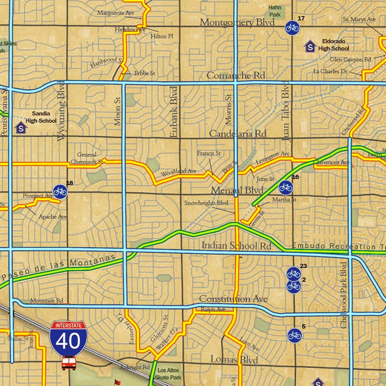 Albuquerque, NM Bike Map by Avenza Systems Inc. | Avenza Maps