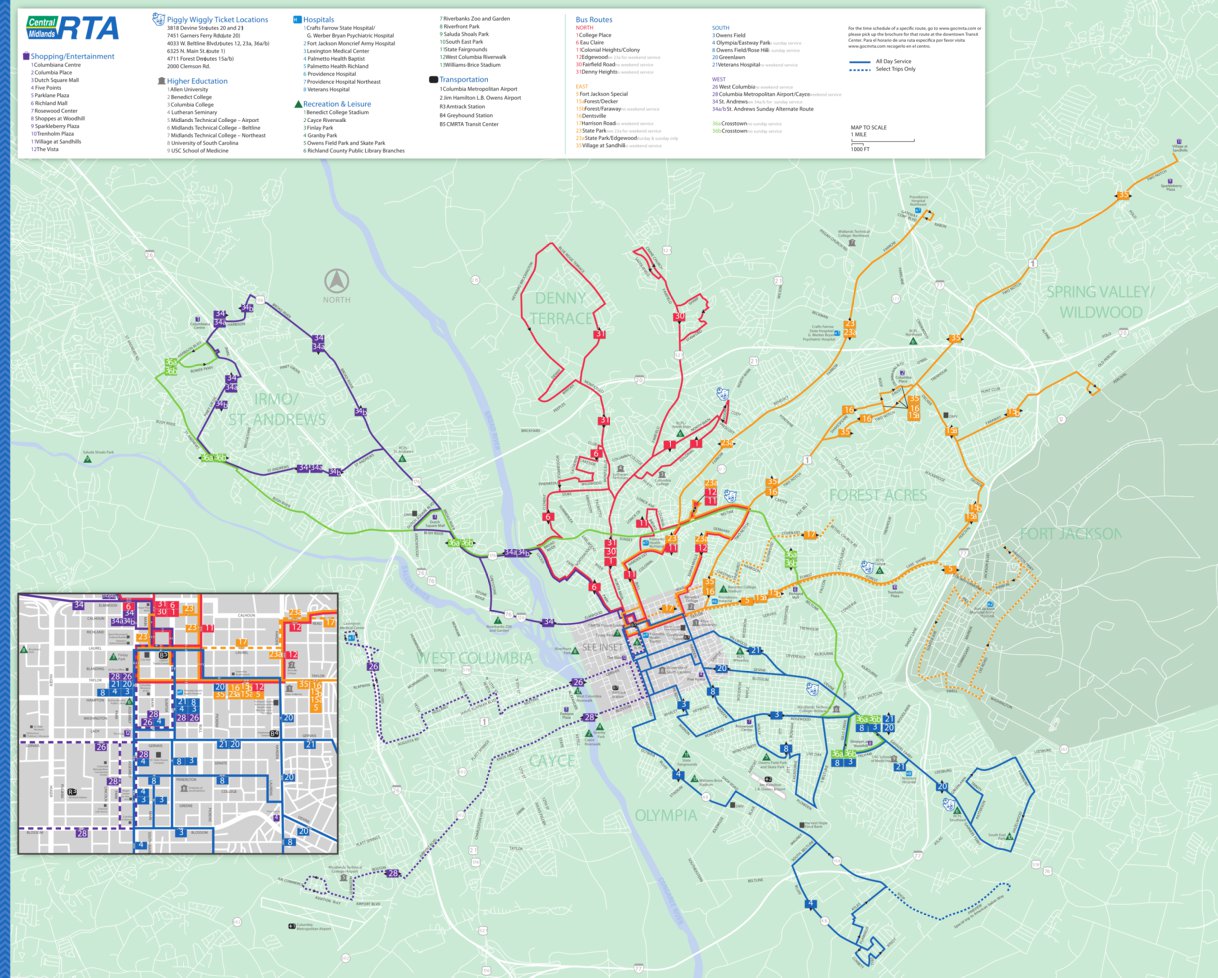 Columbia SC Transit Map by Avenza Systems Inc. | Avenza Maps