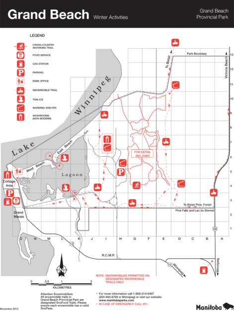 Grand Beach Provincial Park: Snowmobiling Map by Avenza Systems Inc ...