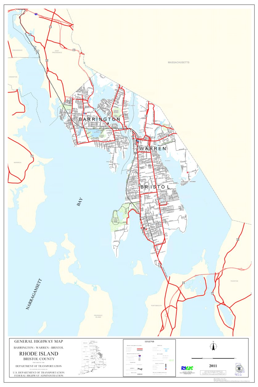 Highway Map of Bristol County - Rhode Island by Avenza Systems Inc ...