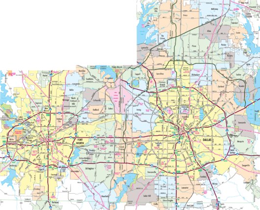 Highway Map of Dallas and Fort Worth - Texas by Avenza Systems Inc ...