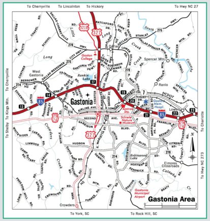 Highway Map of Gastonia - North Carolina by Avenza Systems Inc ...