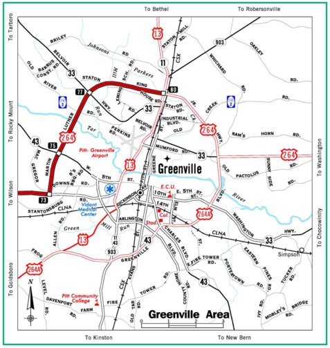 Highway Map of Greenville - North Carolina by Avenza Systems Inc ...