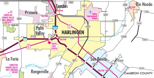Highway Map of Harlingen - Texas by Avenza Systems Inc. | Avenza Maps