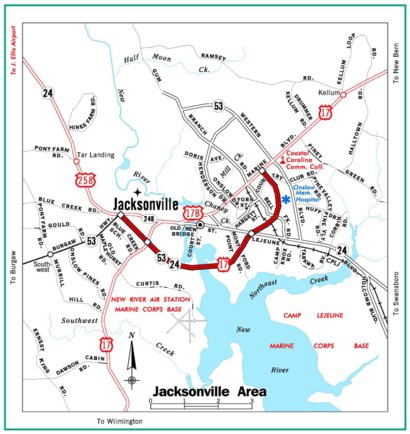 Highway Map of Jacksonville - North Carolina by Avenza Systems Inc ...
