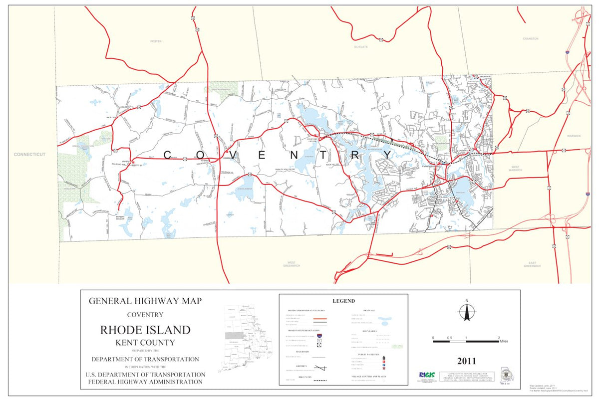 Highway Map of Kent County (Coventry) - Rhode Island by Avenza Systems ...