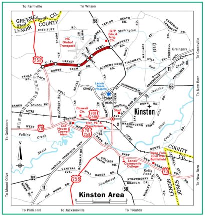 Highway Map of Kinston - North Carolina by Avenza Systems Inc. | Avenza ...