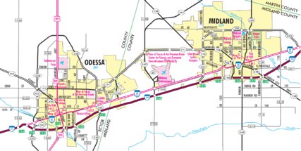 Highway Map of Midland and Odessa - Texas by Avenza Systems Inc ...