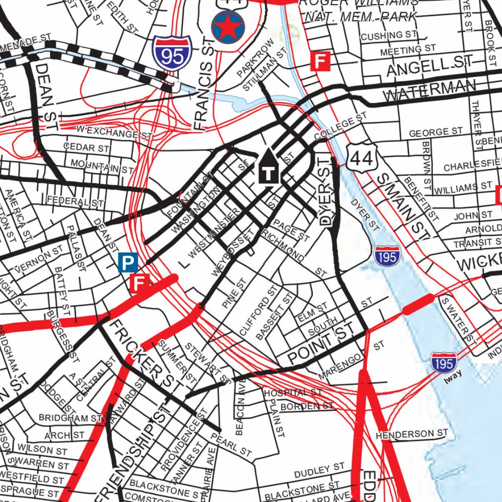 Highway Map of Providence County (Pawtucket/Central Falls/East ...
