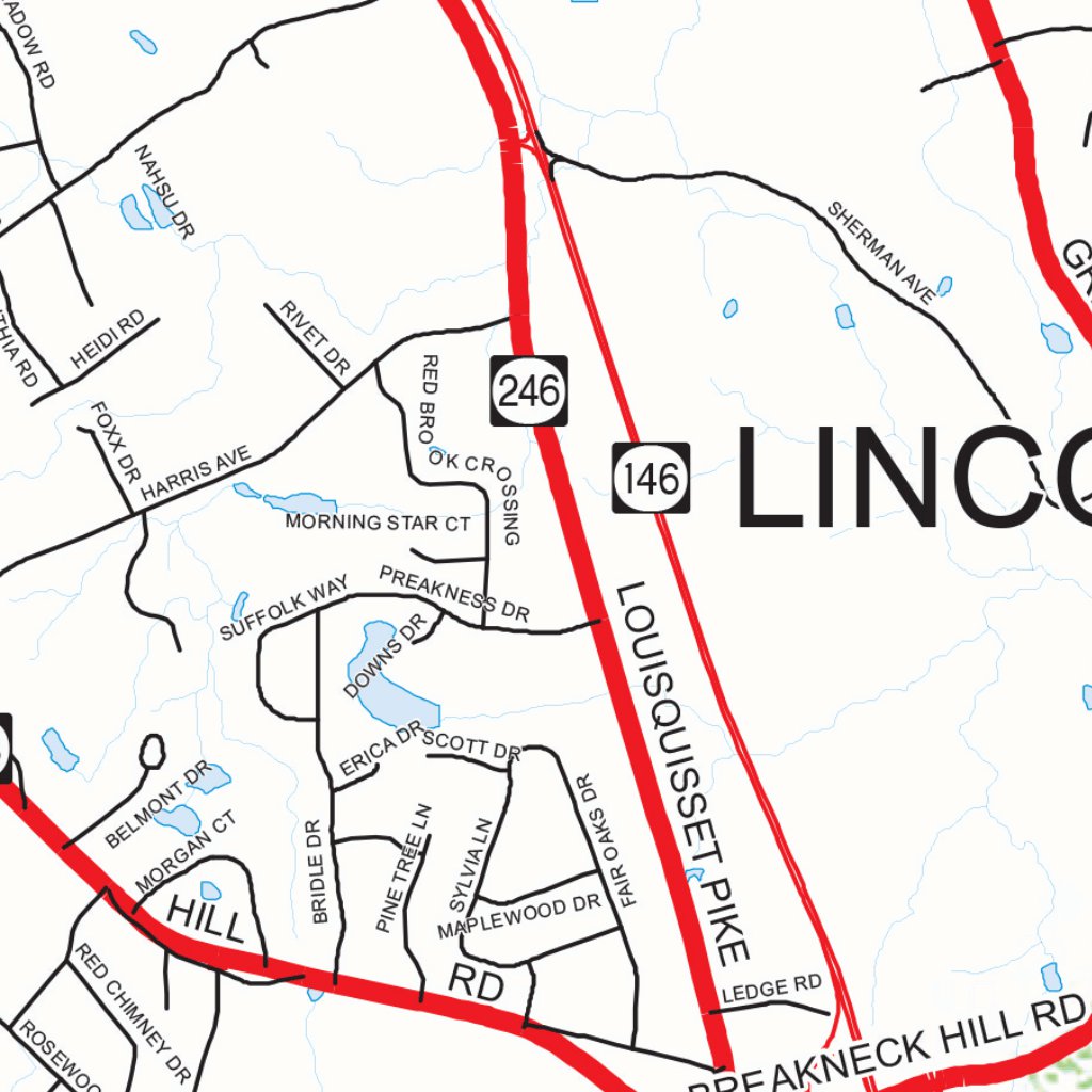 Highway Map of Providence County (Woonsocket/Lincoln/Cumberland ...