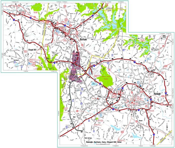 Highway Map of Raleigh and Durham - North Carolina by Avenza Systems ...