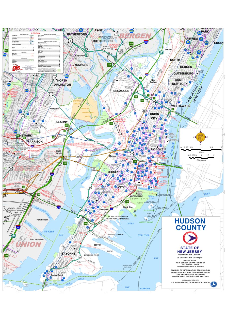 Hudson County - New Jersey Map by Avenza Systems Inc. | Avenza Maps