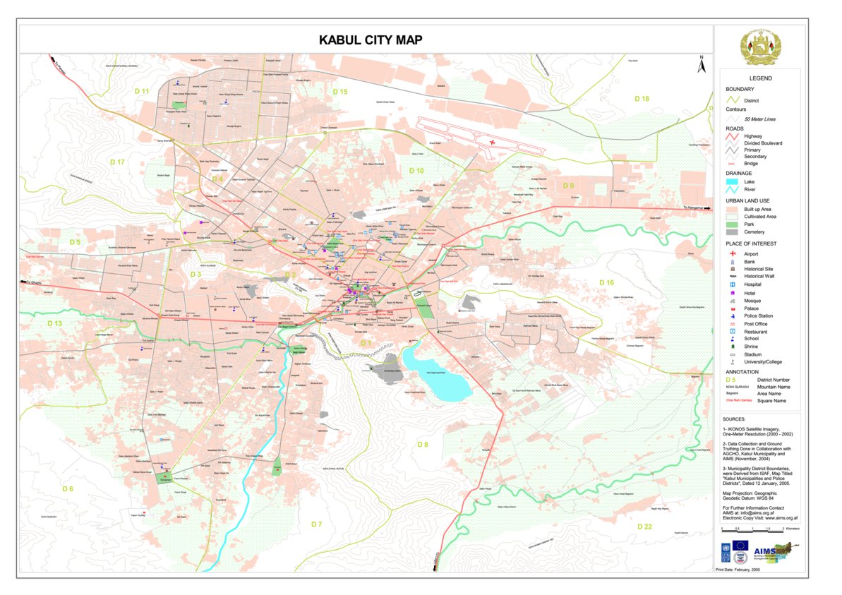 Kabul, Afghanistan Map by Avenza Systems Inc. | Avenza Maps