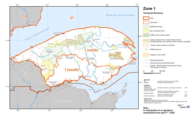 Québec Zone de Chasse 1 Map by Avenza Systems Inc. | Avenza Maps