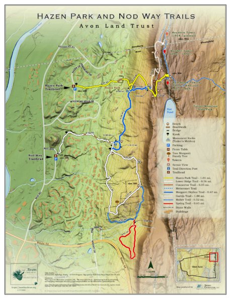 Hazen Park and Nod Way Trails Map by Avon Land Trust | Avenza Maps