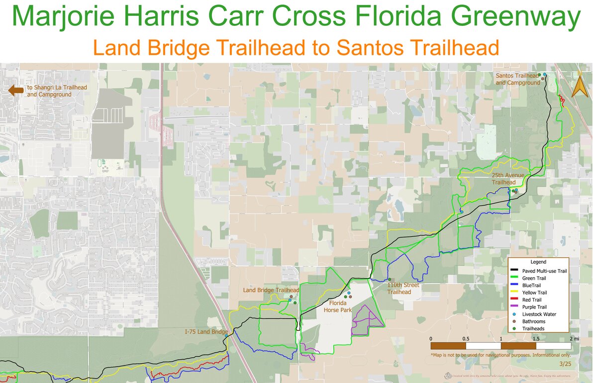 Cross Florida Greenway Equestrian Trails Map (Land Bridge Trailhead to ...