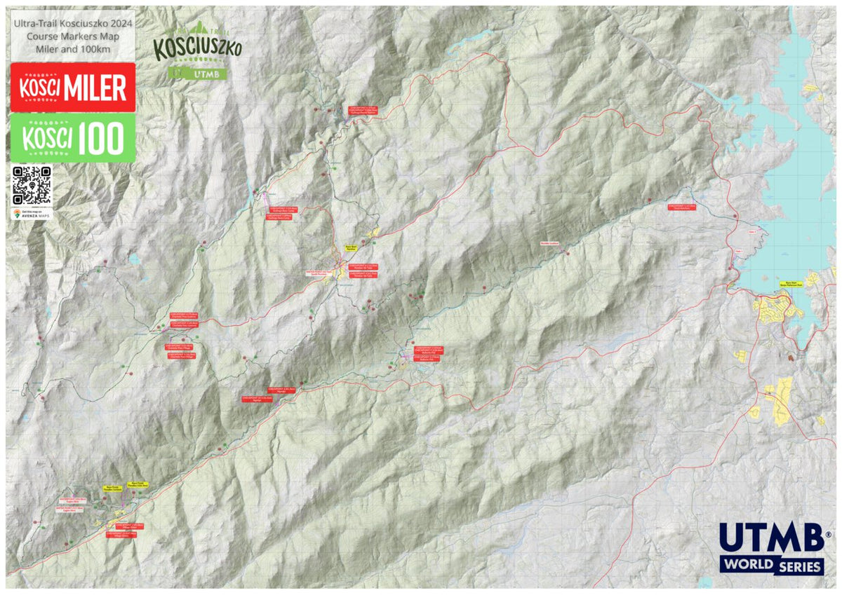Kosci 2024 Course Markers Map Miler and 100km by Bender Maps | Avenza Maps