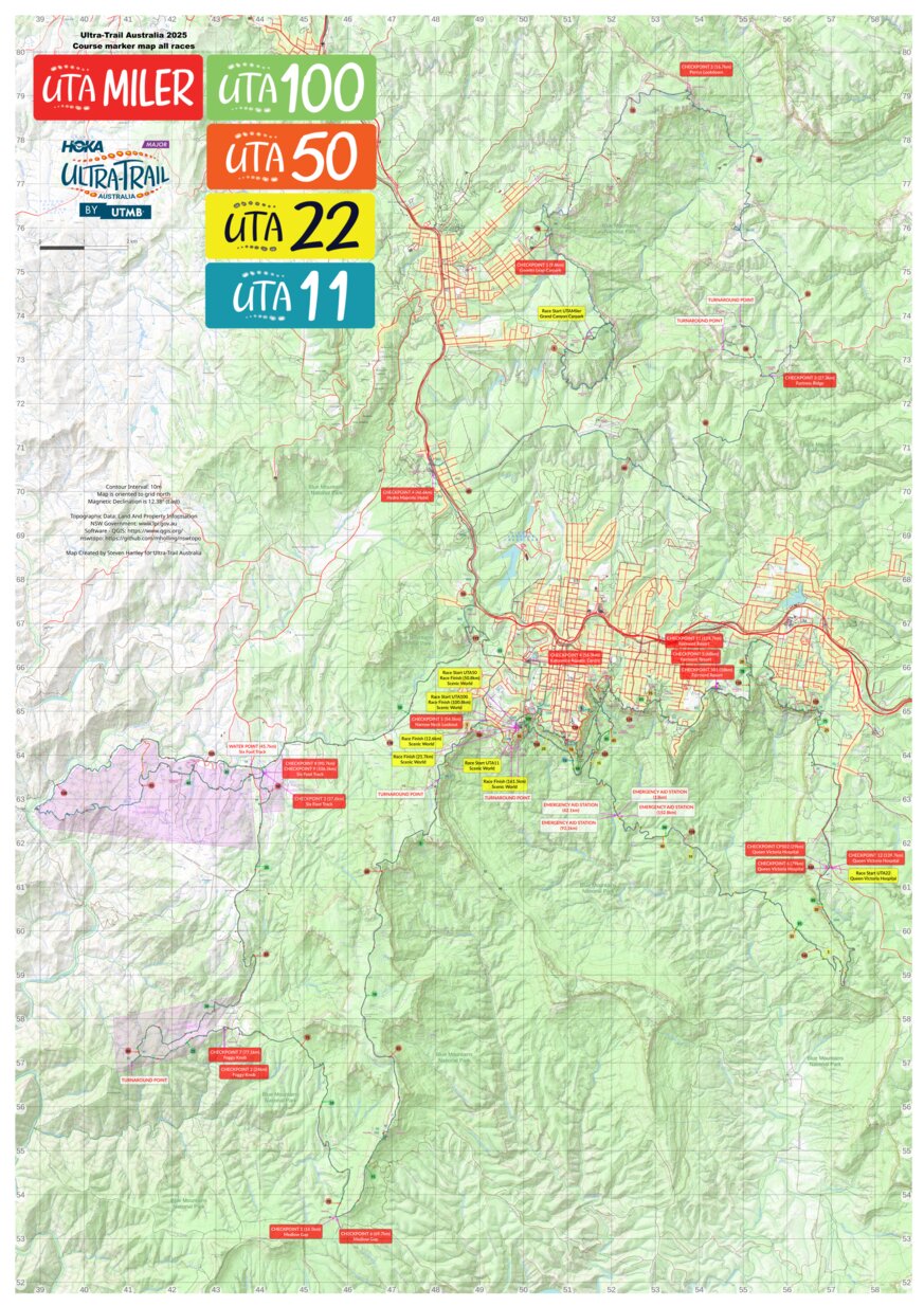 Ultra-Trail Australia 2025 Course Markers Map by Bender Maps | Avenza Maps