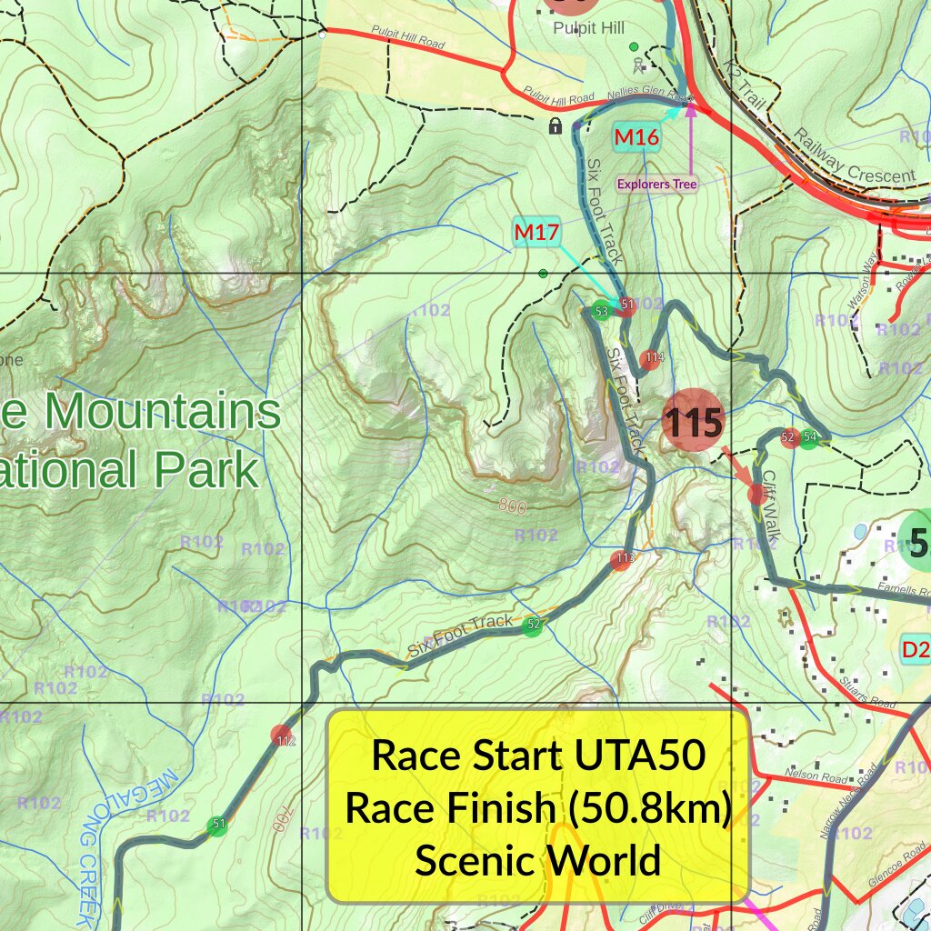 Ultra-Trail Australia 2025 Course Markers Map by Bender Maps | Avenza Maps