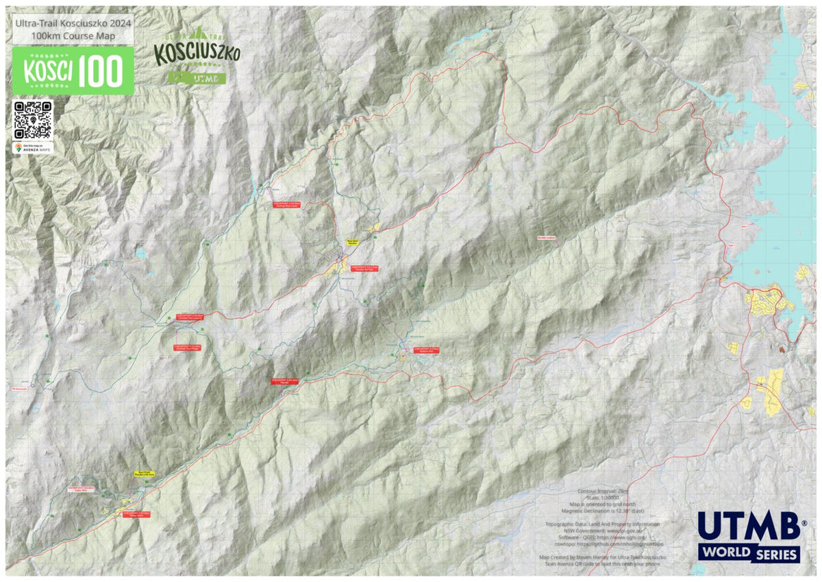 Ultra-Trail Kosciuszko 2024 100km Map by Bender Maps | Avenza Maps