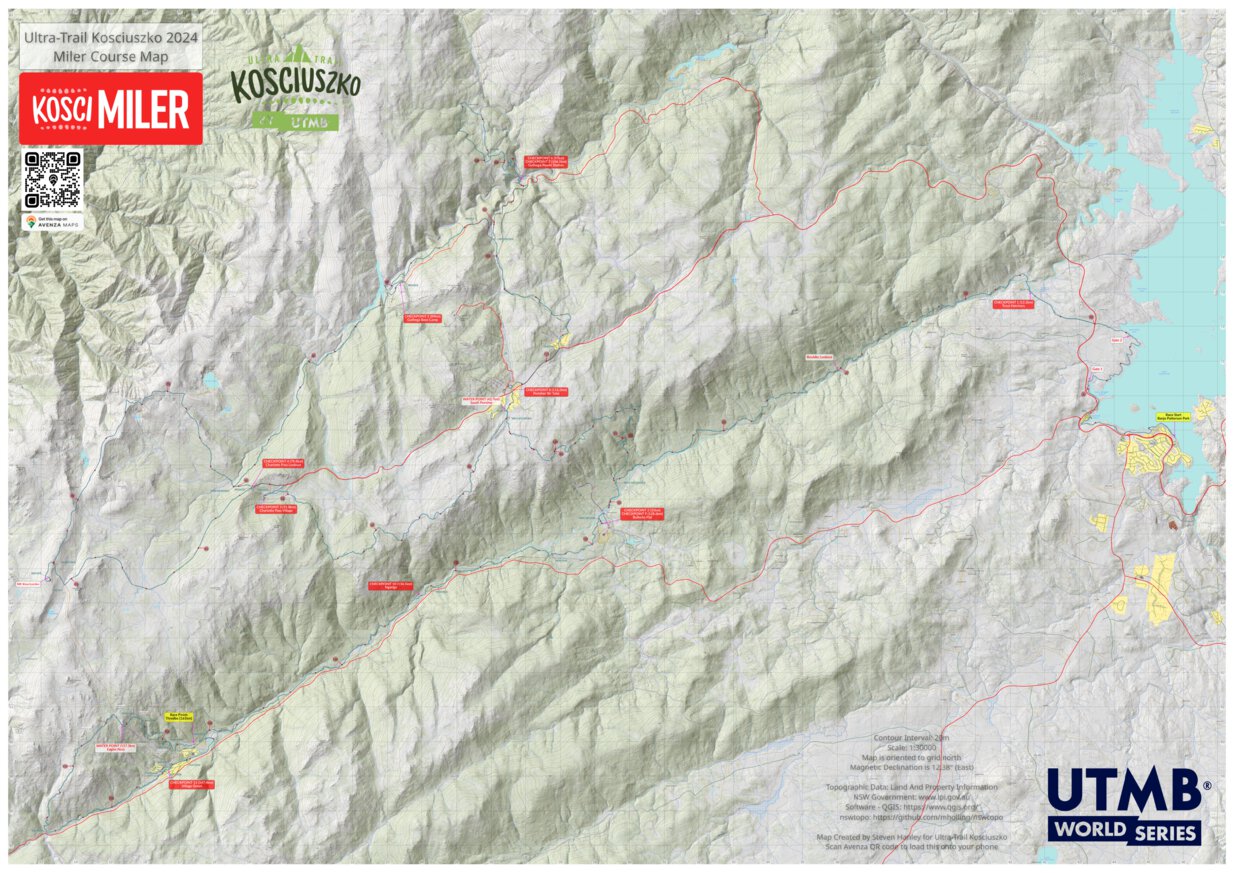 Ultra-Trail Kosciuszko 2024 Miler Map by Bender Maps | Avenza Maps