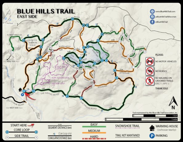 Blue Hills Trail: East Side (Rusk County, Wisconsin) Map by BHTA ...