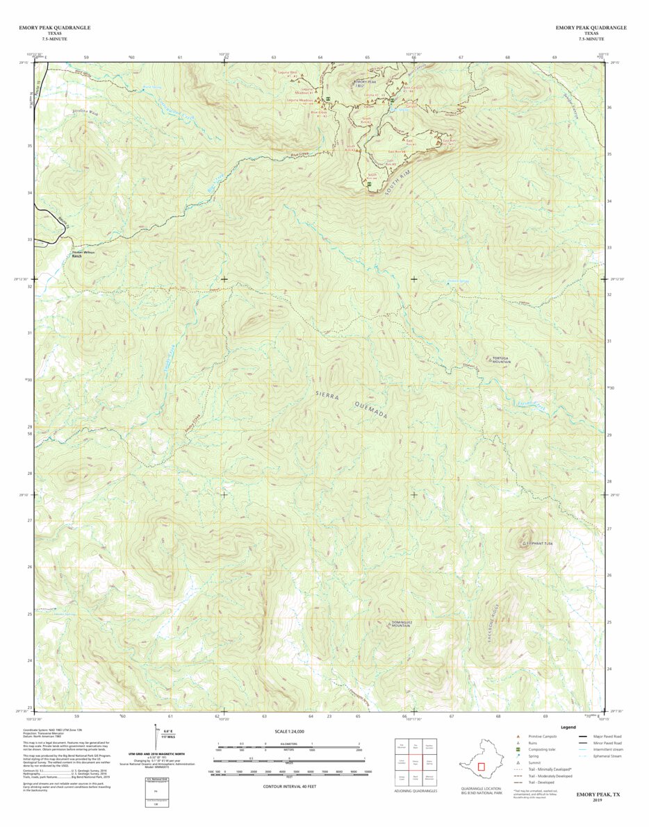 Big Bend National Park: Emory Peak Map by Big Bend National Park ...