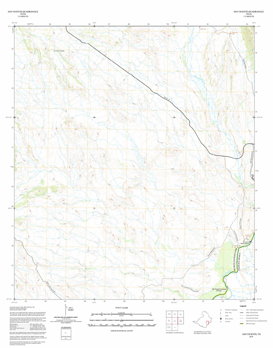 Big Bend National Park: San Vicente Map by Big Bend National Park ...