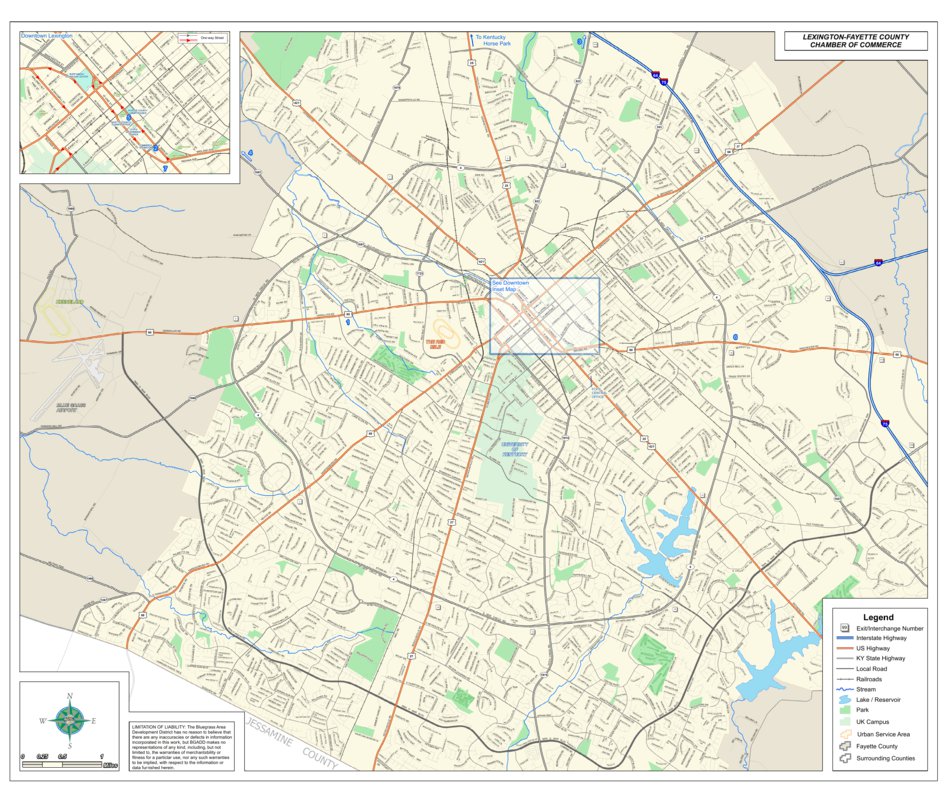 Lexington, KY Street Map (2012) by Bluegrass ADD | Avenza Maps