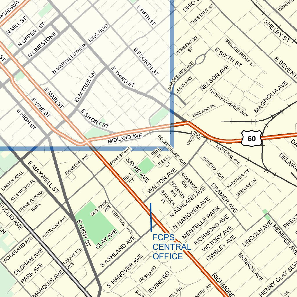 Lexington, KY Street Map (2012) by Bluegrass ADD | Avenza Maps