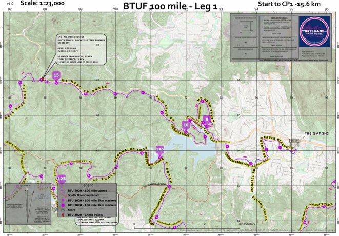 Brisbane Trail Ultra 100Mile - Leg 1 Map by Brisbane Trail Ultra ...