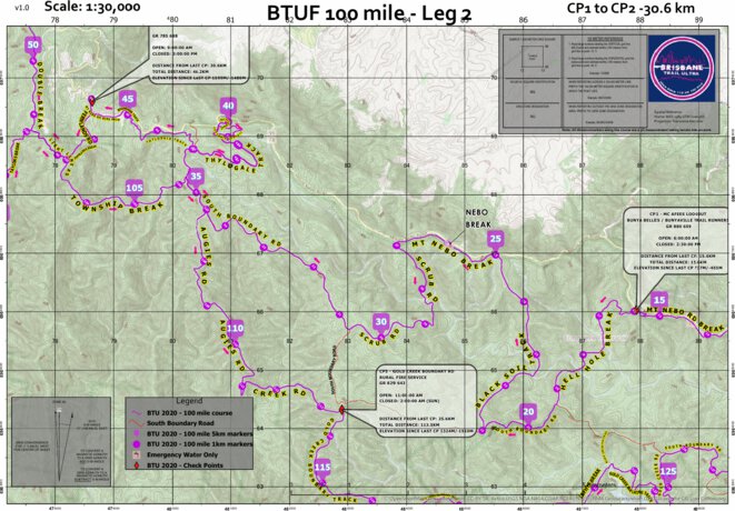 Brisbane Trail Ultra 100Mile - Leg 2 Map by Brisbane Trail Ultra ...