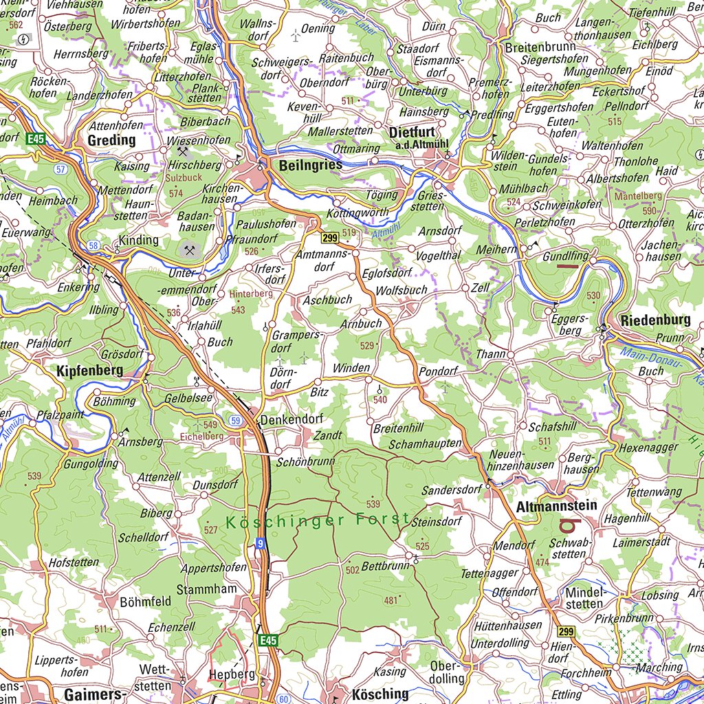 Map of Bavaria by Bundesamt fur Kartographie und Geodasie | Avenza Maps