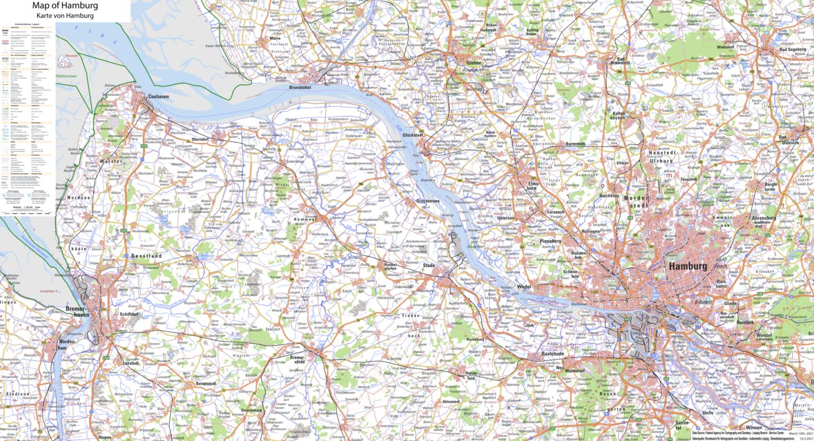 Map of Hamburg by Bundesamt fur Kartographie und Geodasie | Avenza Maps